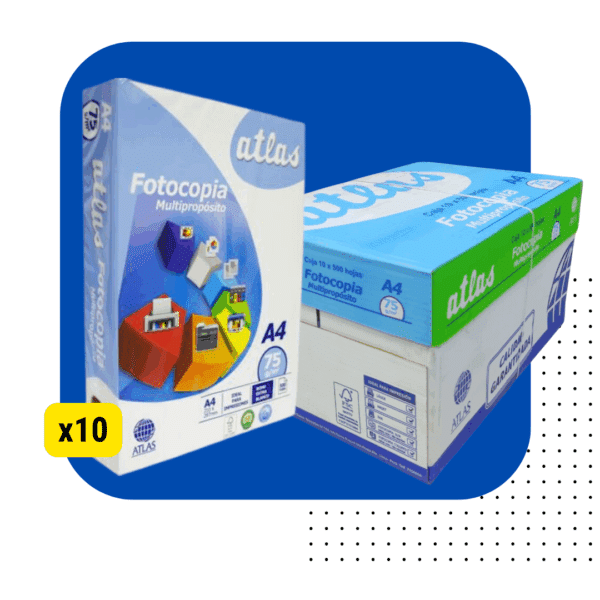 CAJA DE HOJAS BOND A4 75 GRAMOS X 10 PAQUETES ATLAS